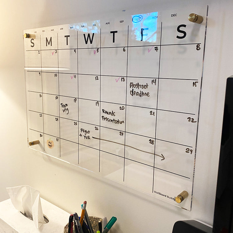 Acrylic Calendar - Dry Erase Weekly & Monthly Wall Board - 1 Board ...